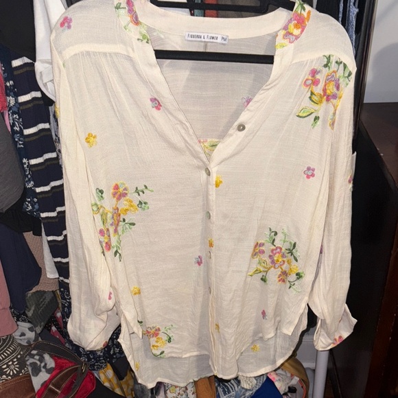 figueroa & flower | Tops | Figueroa Flower Cream Color Blouse With An ...